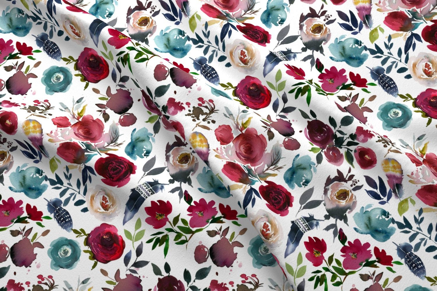 Boho Rose Fabric Rose Wine Boho Florals By Hipkiddesigns | Etsy