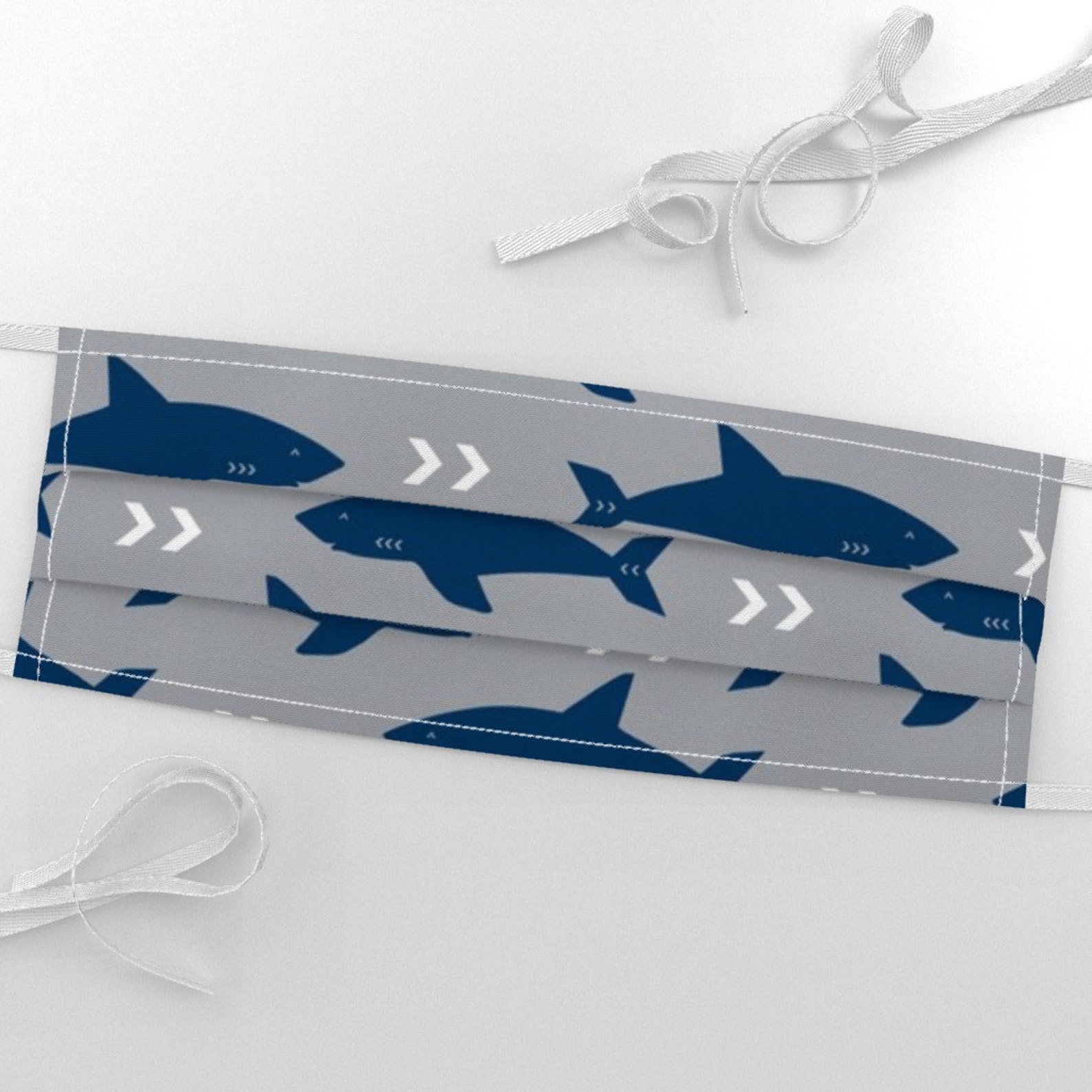 Shark Fabric Shark Fabric Fish Sharks Navy Fabric by - Etsy