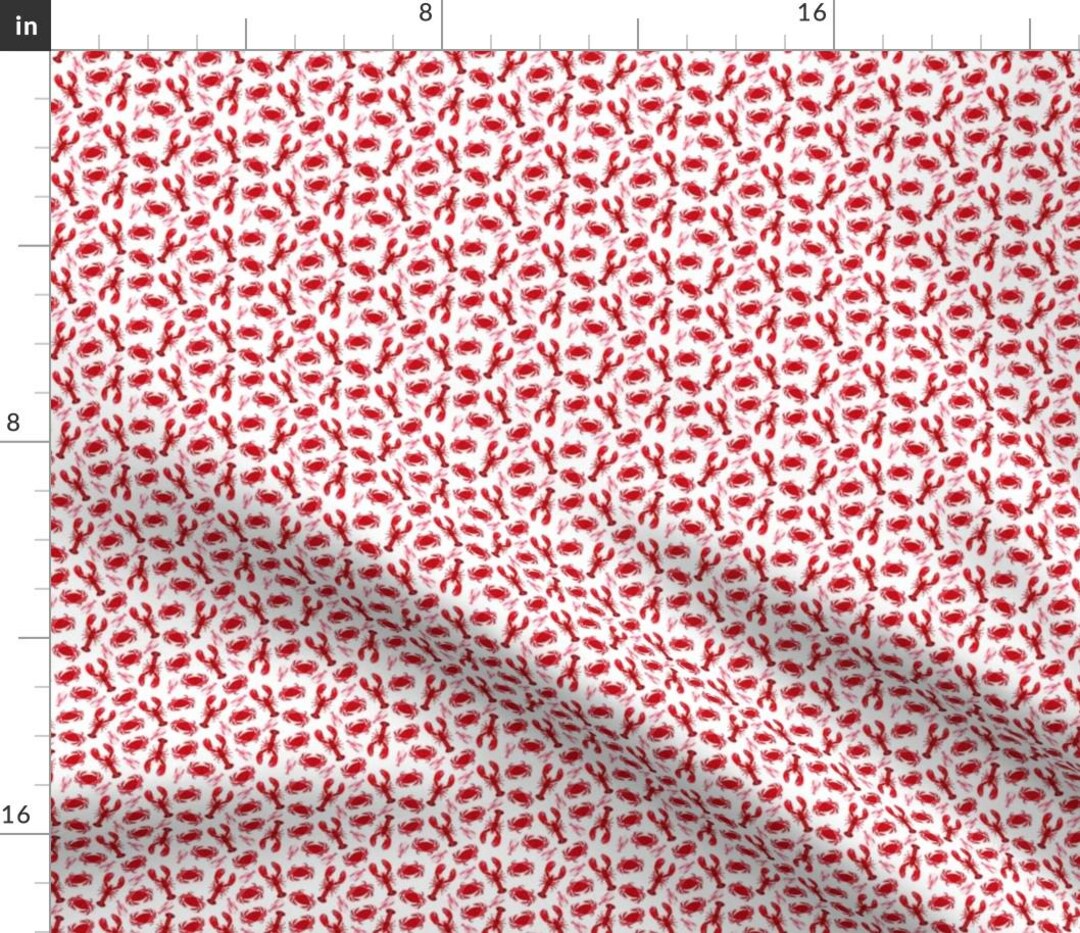 Crustacean Fabric Crabs and Lobsters by Andrea Lauren Red and White ...