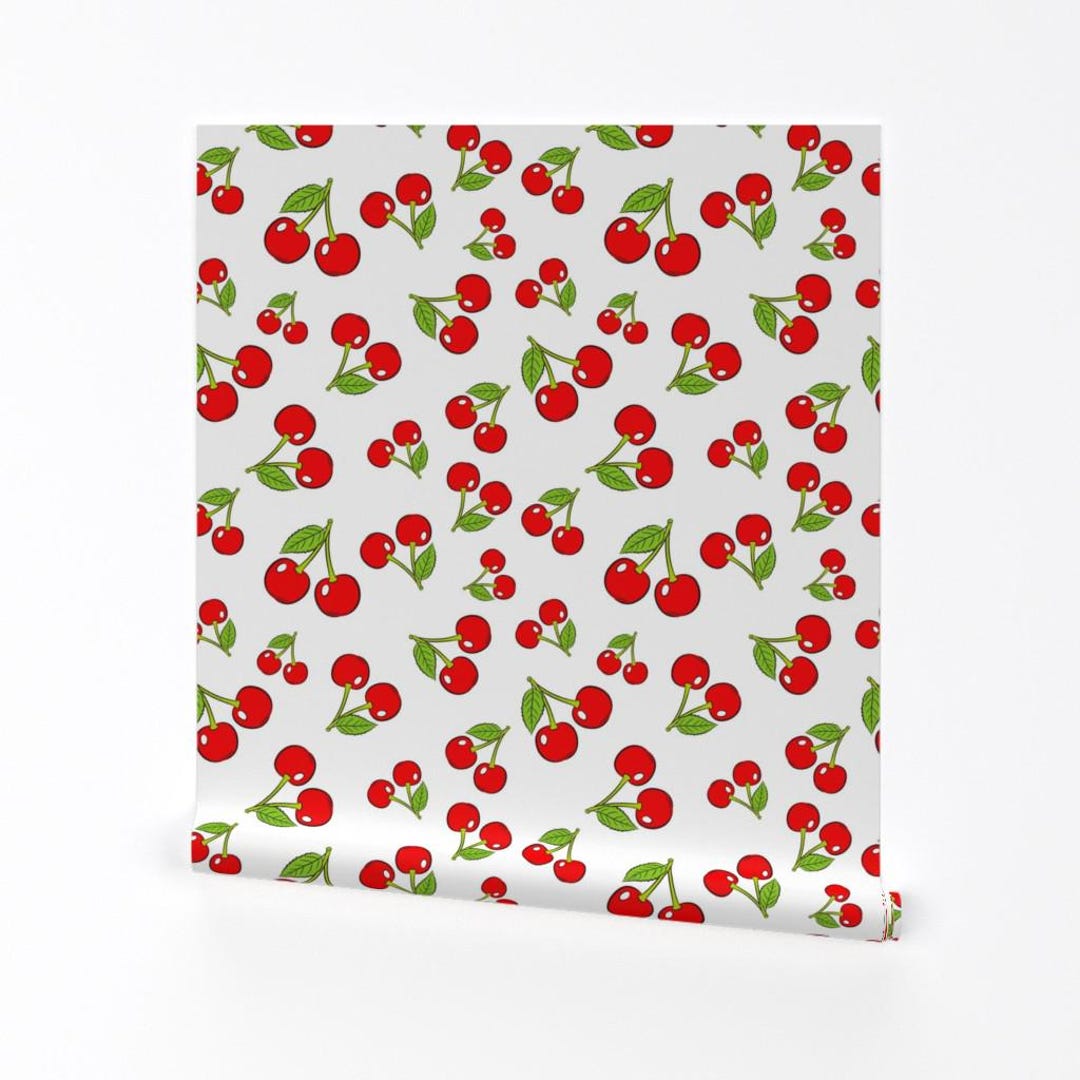 Cherry Wallpaper - Sketchy Cherries by Diane555 - Red Green Retro Food ...