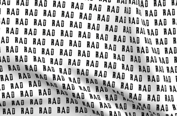 Rad Fabric Rad Black and White Typography Fabric By Little | Etsy