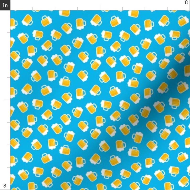 Beer on Blue Fabric - Traditional German Oktoberfest Beer Print Small ...