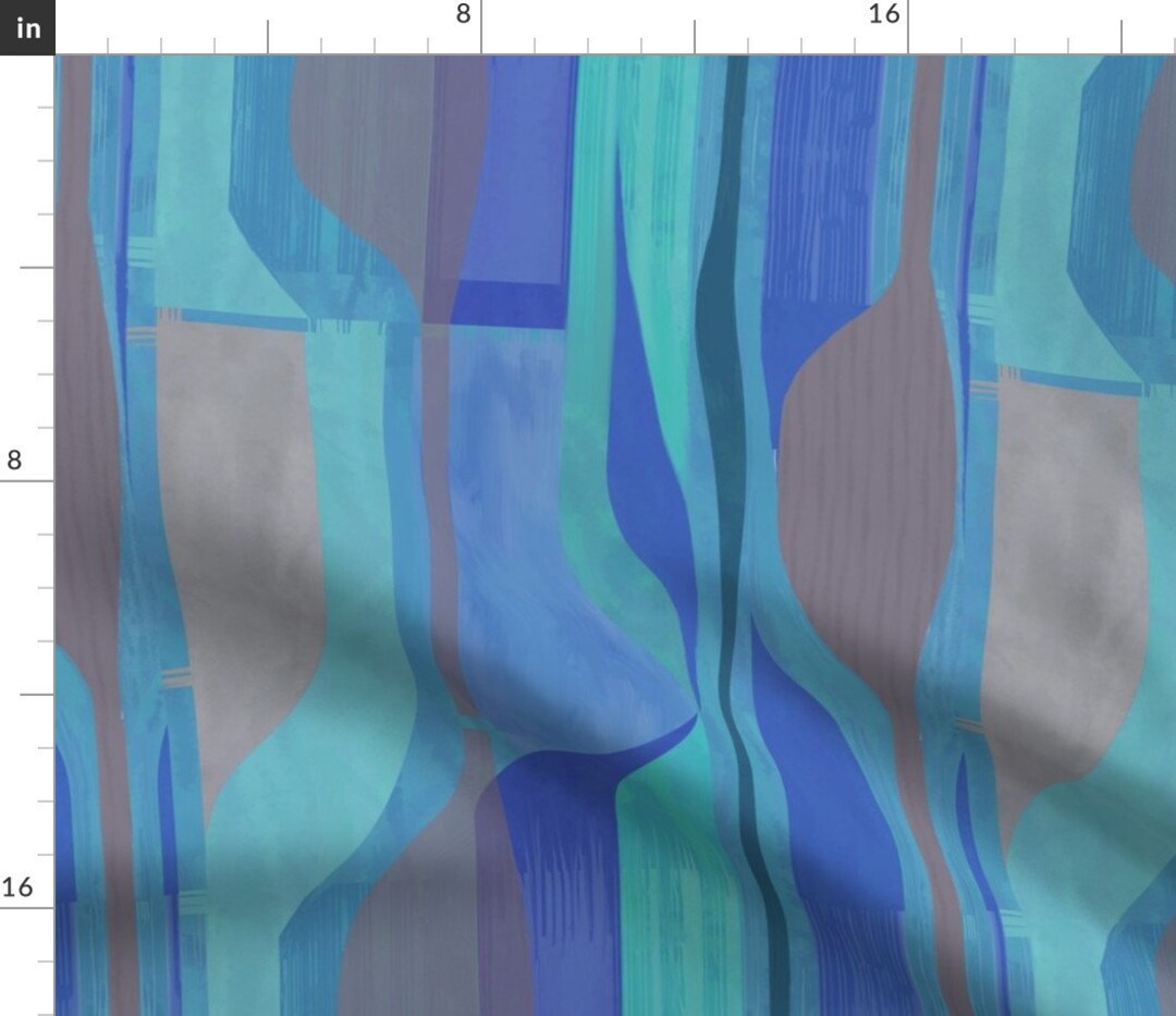 Abstract Fabric Midcentury Plateau by Wren Leyland Cobalt - Etsy