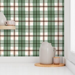 Green Plaid Wallpaper - Green and Brown by Daily Miracles - Green Plaid ...