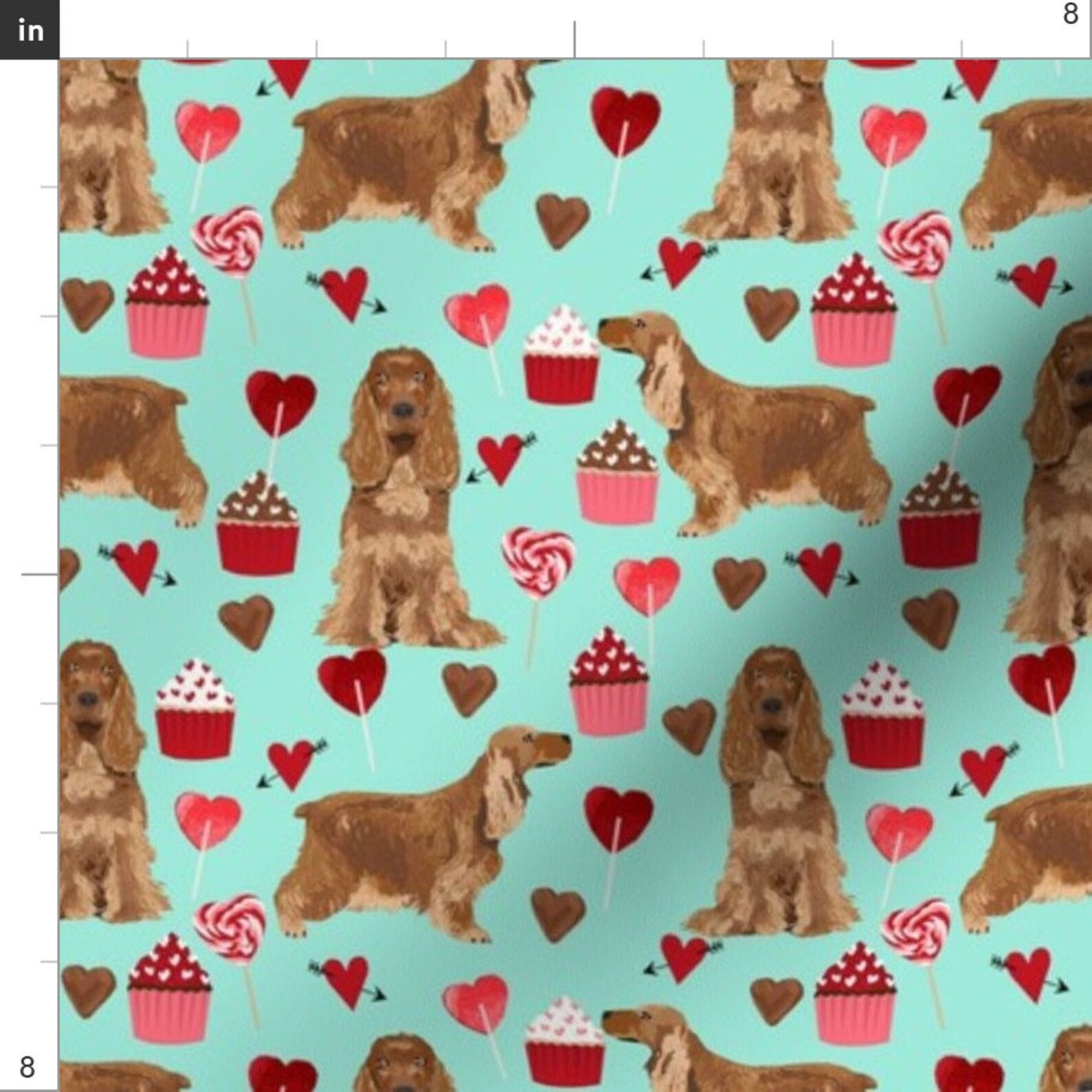 Cocker Spaniel Fabric Red English Cocker Spaniel Valentines - Etsy