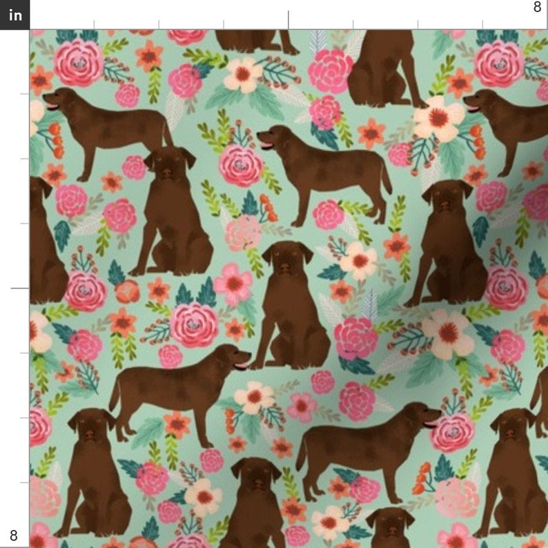 Chocolate Lab Fabric Chocolate Lab Florals Labrador | Etsy
