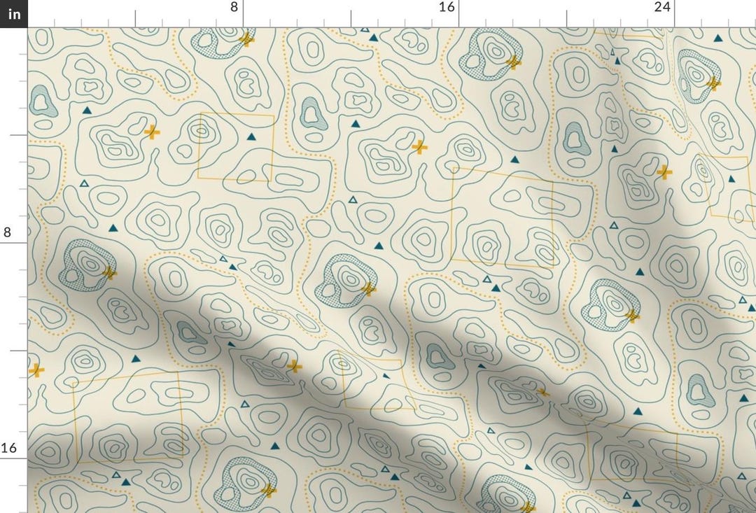 Geology Fabric - Geological Survey Deep Teal and Yellow by Katerhees ...