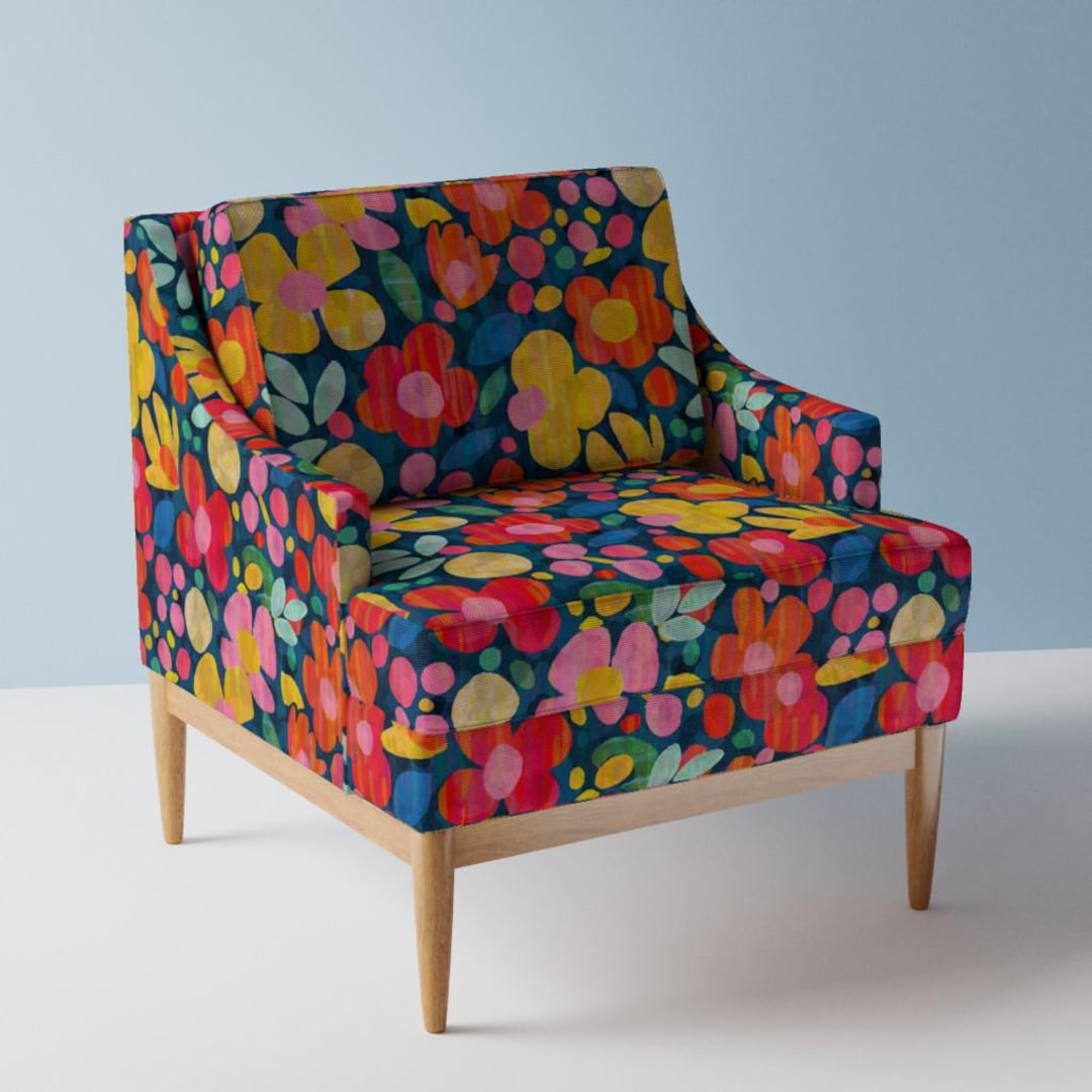 Watercolor Floral Upholstery Fabric Bold Floral Large by Michelebuttons ...