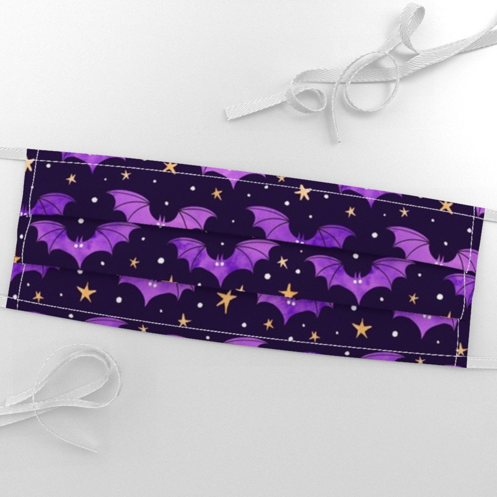 Halloween Bat Blue Purple Fabric Watercolor Bats Purple On | Etsy
