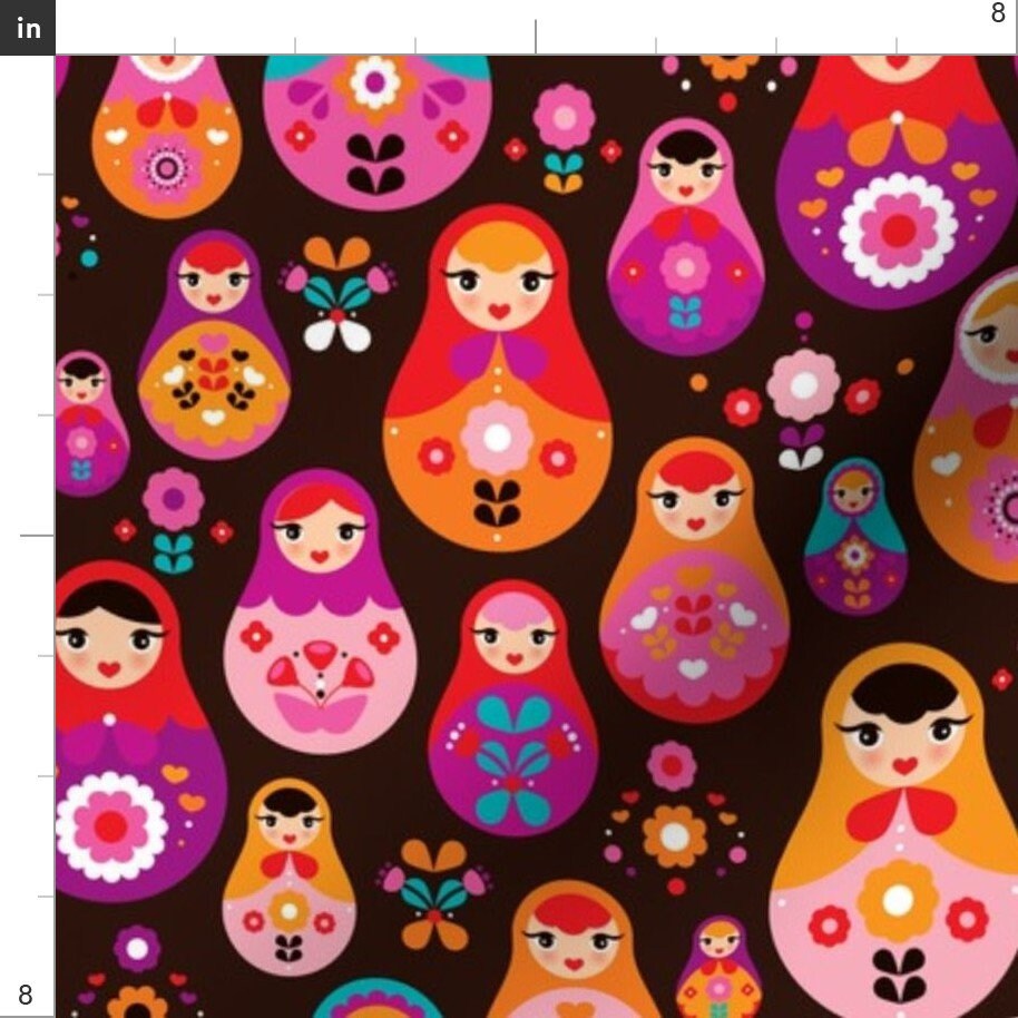 Babushka Fabric Matryoshka Russian Doll Kids Pattern Medium | Etsy