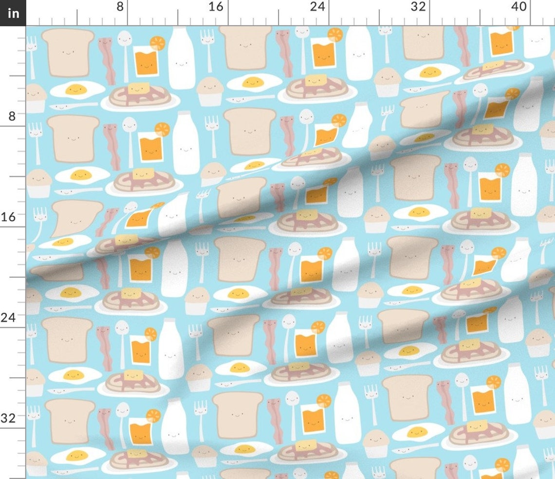 Breakfast Fabric Mmm Breakfast by Misstiina Breakfast Food | Etsy