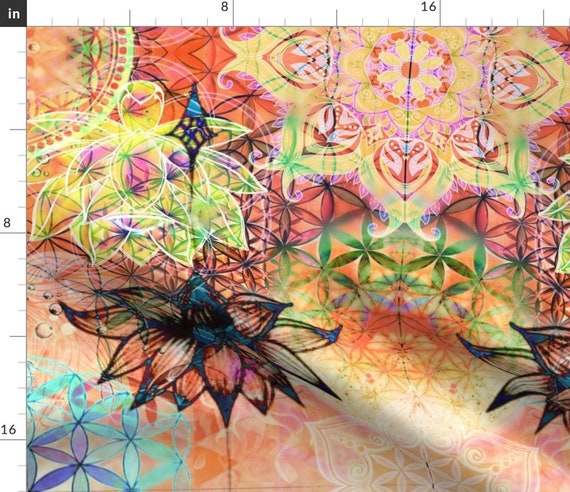 Lotus Flower Fabric Lucidity by Citivacreationz Abstract - Etsy