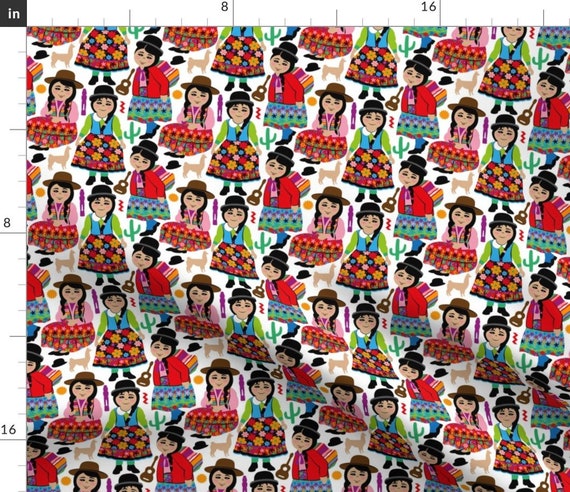 Bolivia Fabric Bolivian Girls By Cassiopee Bolivia World | Etsy