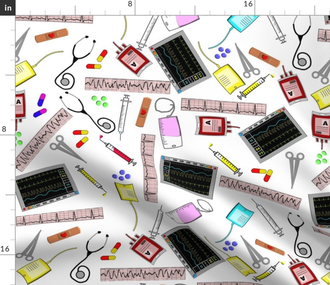 Hospital Nurse Fabric Nurse Medical Theme by Hot4tees Bgyahoo Com ...