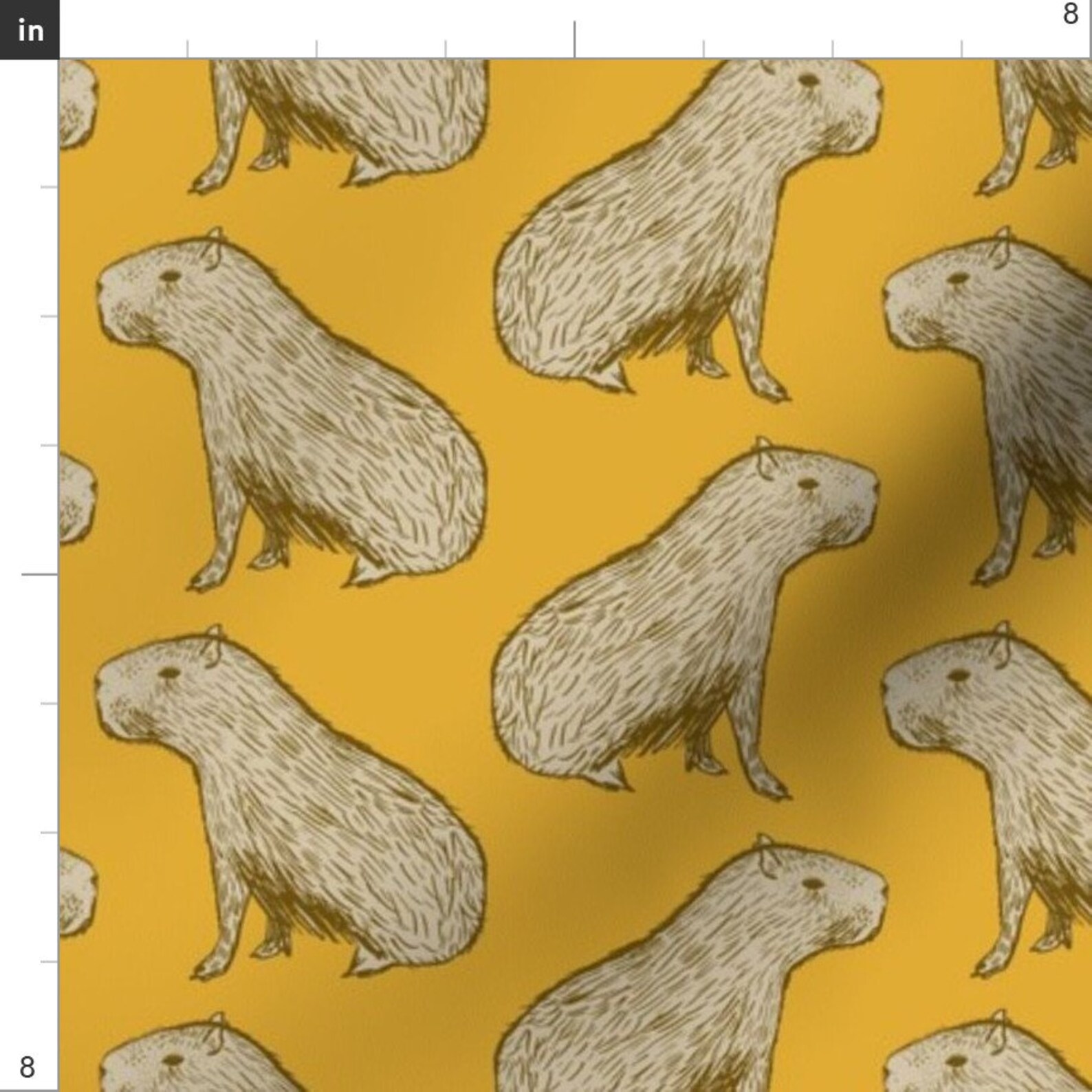 Capybaras Fabric Capybaras by Zoe Ingram Capybaras Rodents - Etsy
