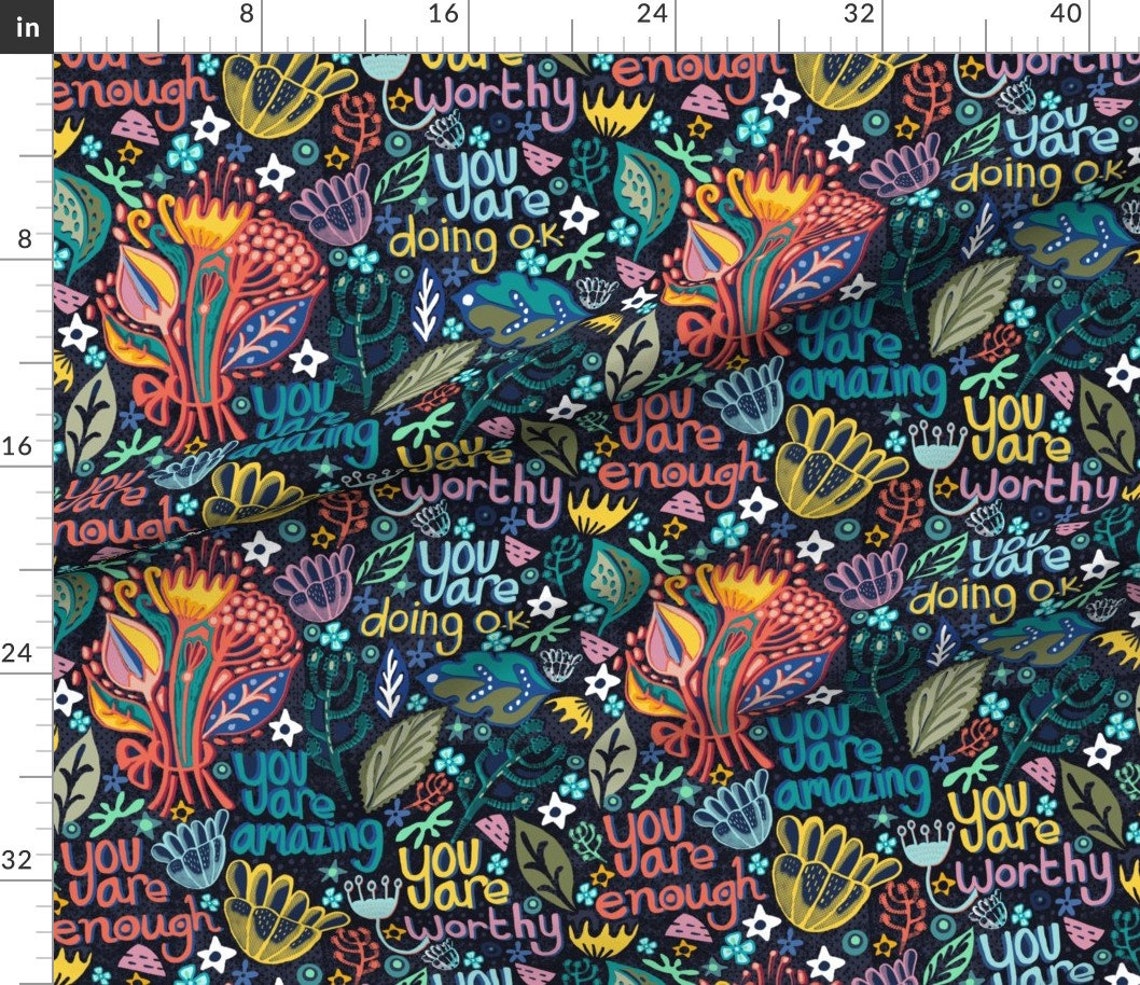 Affirmation Floral Positive Vibes Fabric Remember You Are... - Etsy