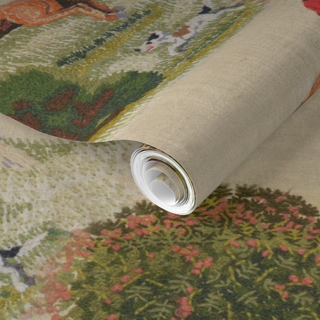 Fox Hunting Wallpaper A Crewel Hunt by Eclectic House - Etsy Canada