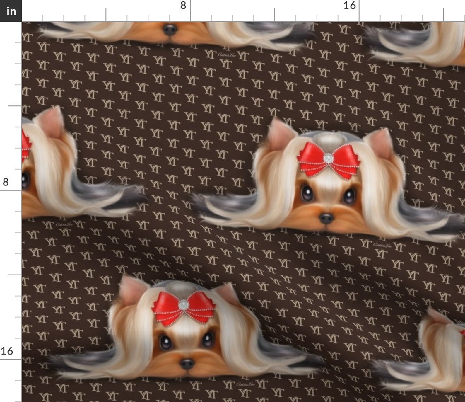 Yorkshire Terrier Dog Fabric Yorkie Beauty Yt Xl by Catialee - Etsy
