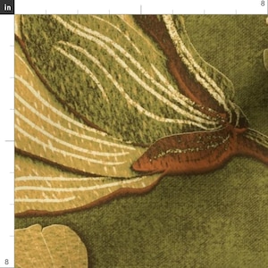 Artistic Flower Fabric - Magnolia Olive by Veata_atticus_store_ - Olive ...