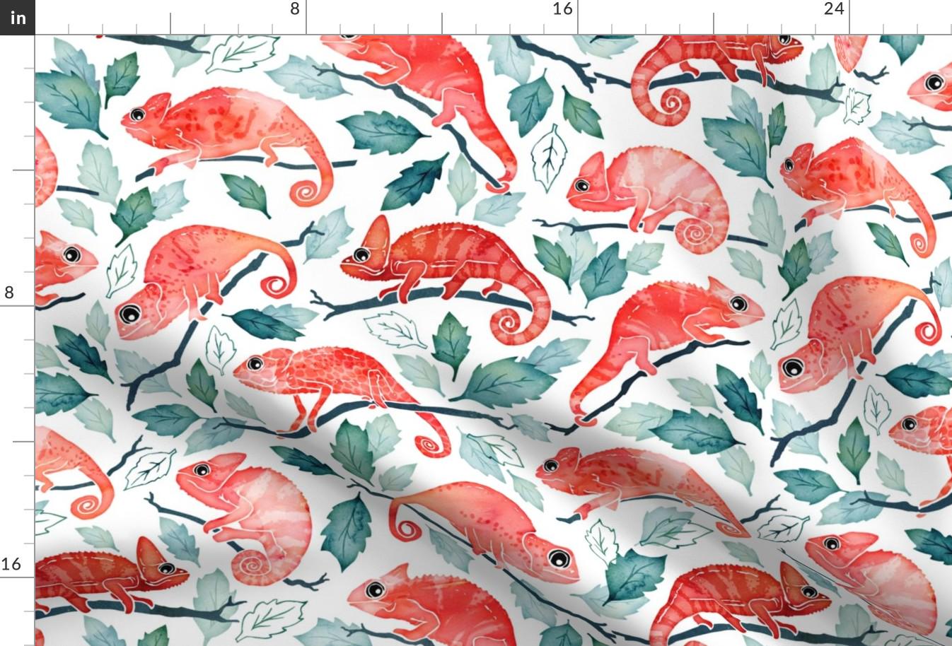 Chameleon Fabric - Chameleon Garden by Adenaj - Watercolor Peach Pink ...