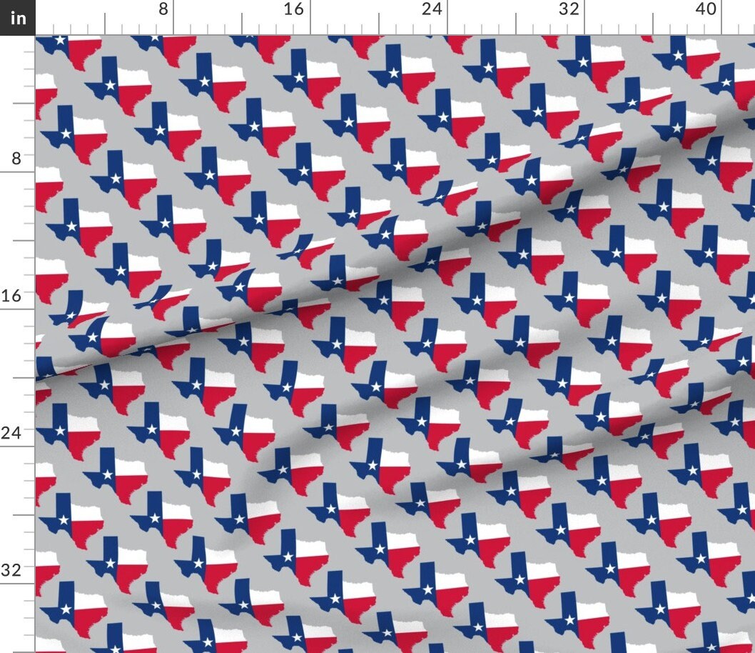 Texas Fabric Texas Pride by Robyriker Texas Map Red White | Etsy