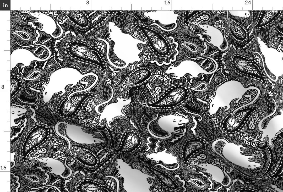 Rat Fabric - Paisley Power Medium White Rat Print by Paisleypower - Rat ...