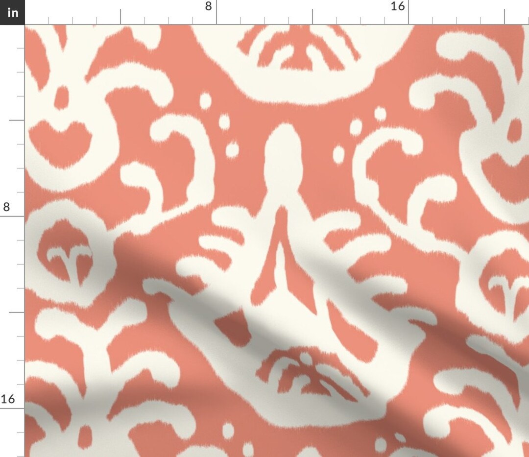 Ikat Fabric Coral Ikat by Domesticate Traditional Modern Home Decor ...