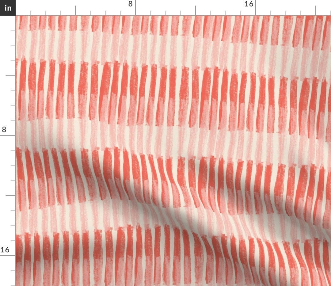 Coral Stripes Minimal Fabric Coral Stripes by Juliaschumacher Coral ...