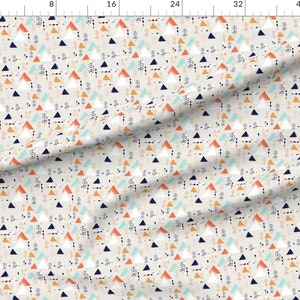 Forest Mountains Geometric Fabric Forest Mountain Orange by ...