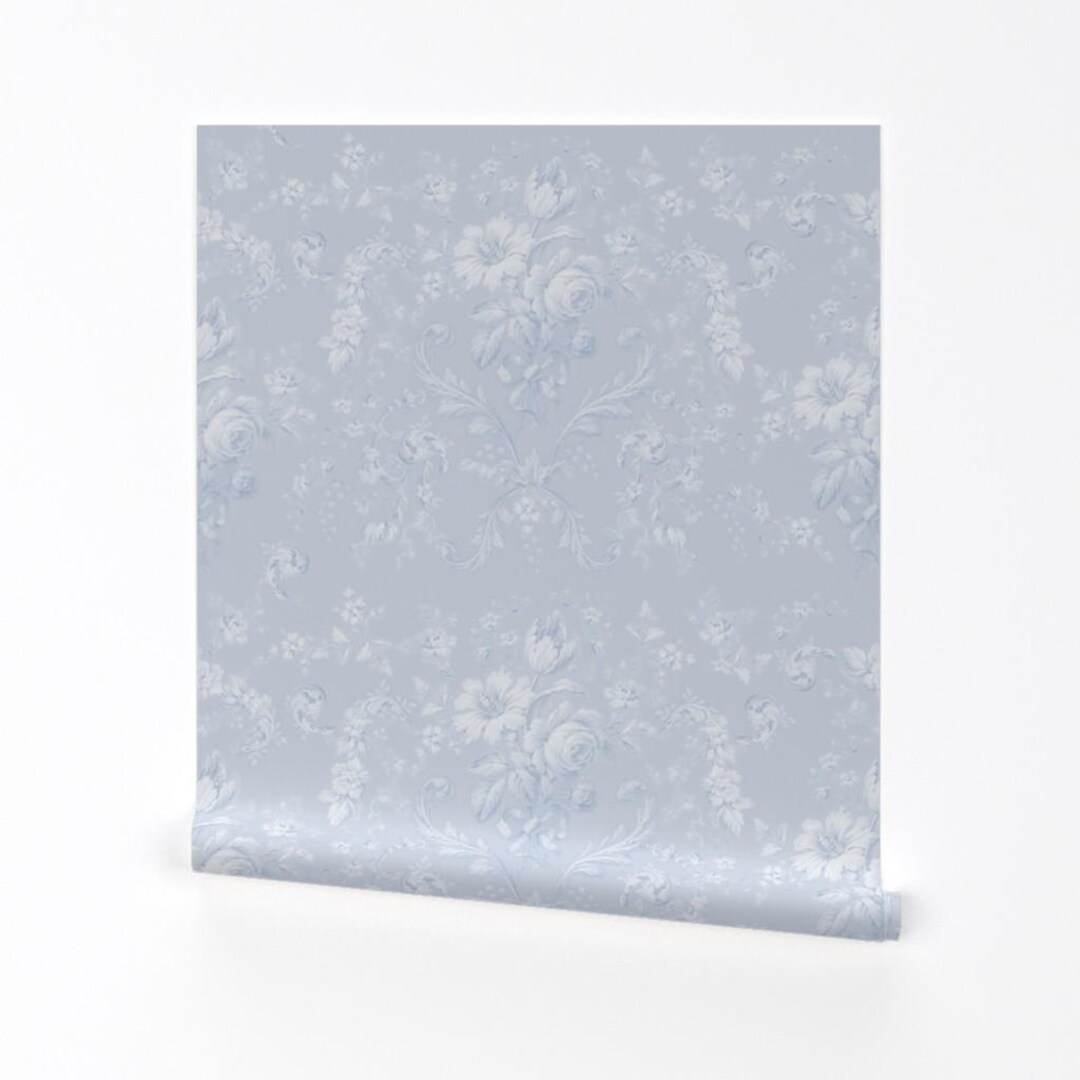 Rococo Blue Floral Removable Peel and Stick Wallpaper - French ...