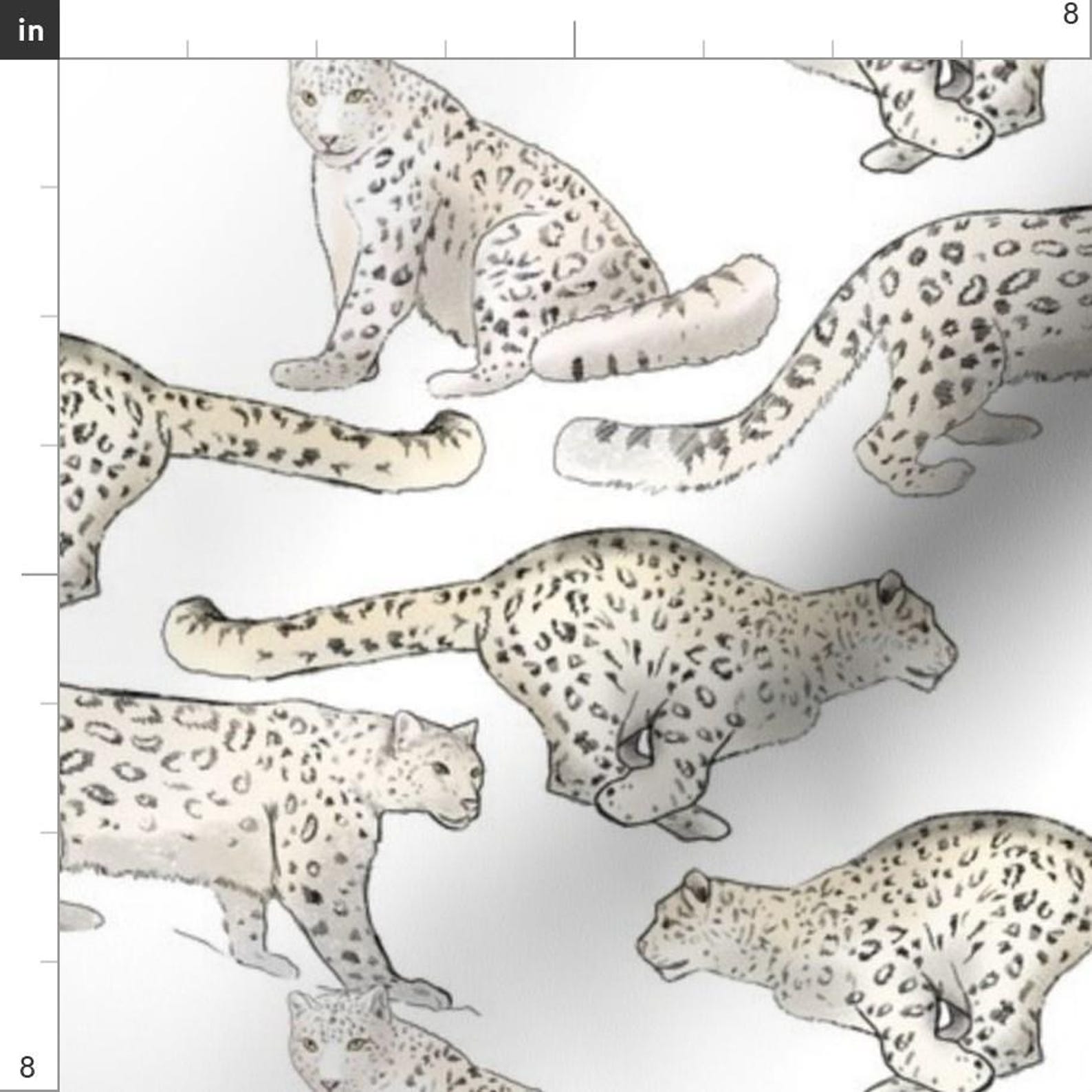 Nursery Animal Fabric - Snow Leopard on White by Landpenguin - Tibetan ...
