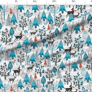 Winter Wonderland Fabric Winter Snow Woodland Animals by - Etsy