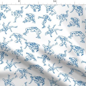 Blue Wrestler Fabric - Wrestling-blue-white by Artbykarridi - Sports ...