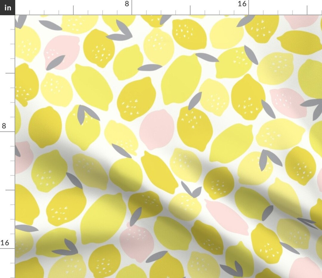 Yellow and Pink Lemons Fabric Pink Lemonade by Shelbyallison Summer ...