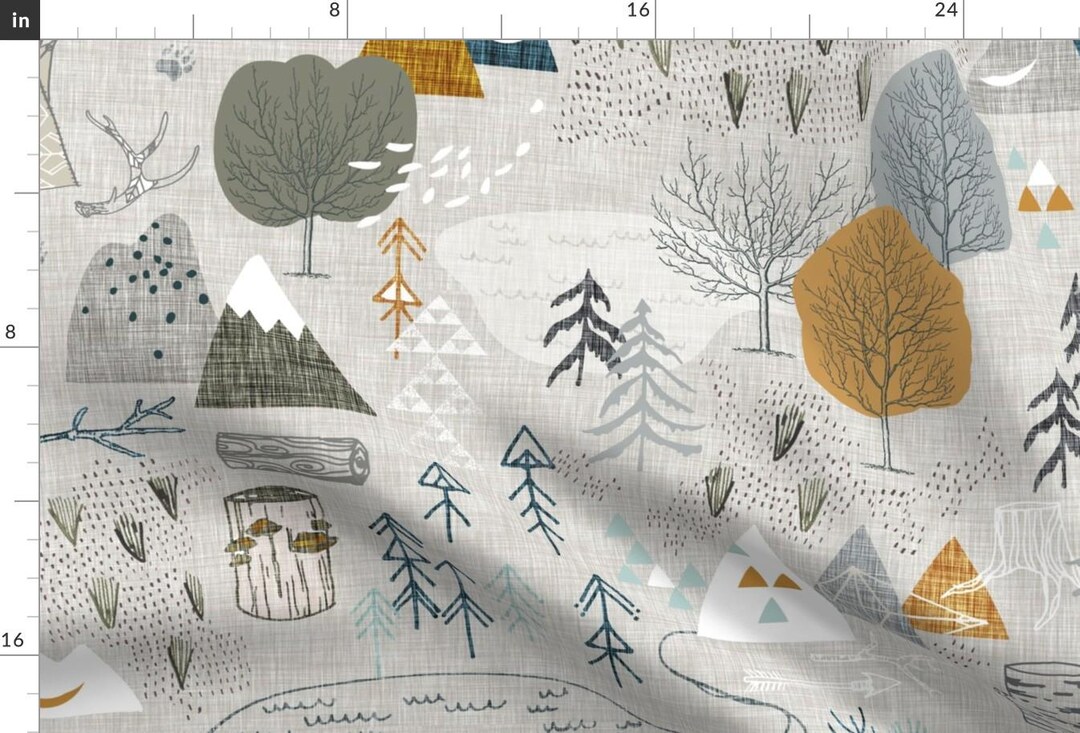 Outdoor Adventure Fabric - Max's Map Grey by Nouveau_bohemian ...