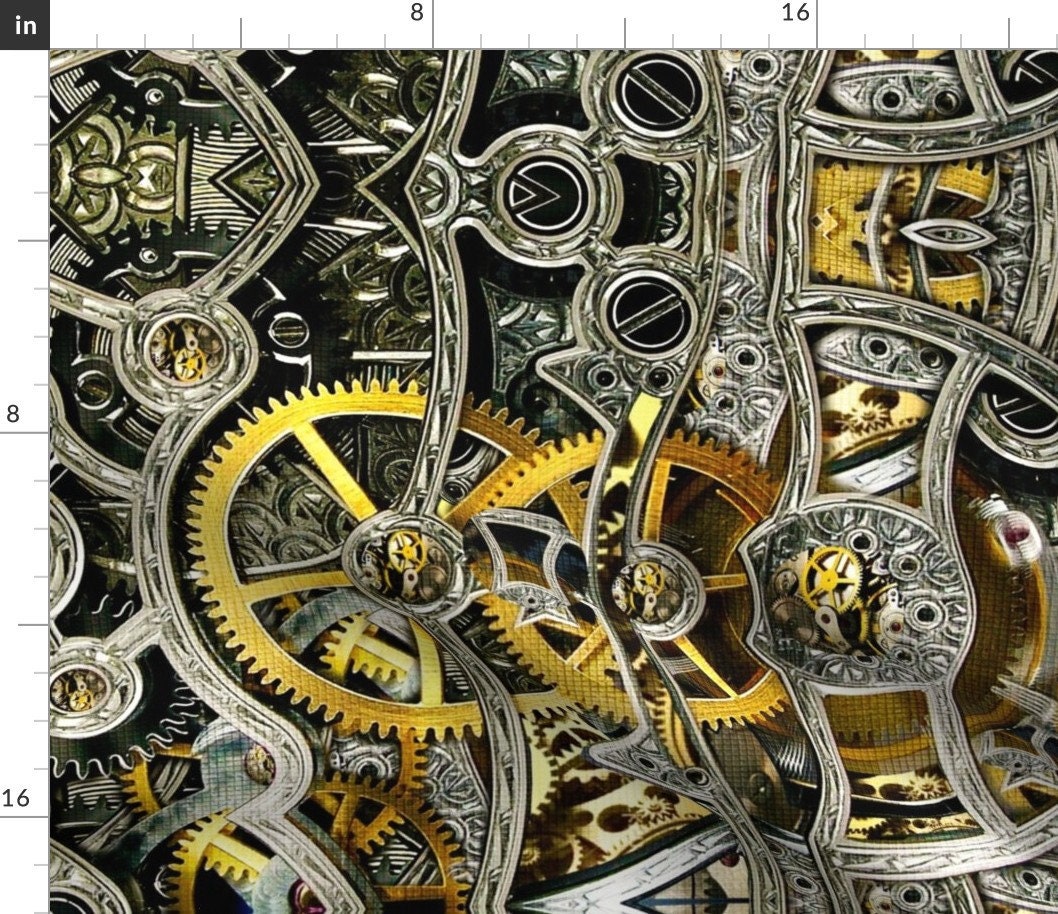 Clock Gear Fabric Clockworks By Whimzwhirled Industrial | Etsy