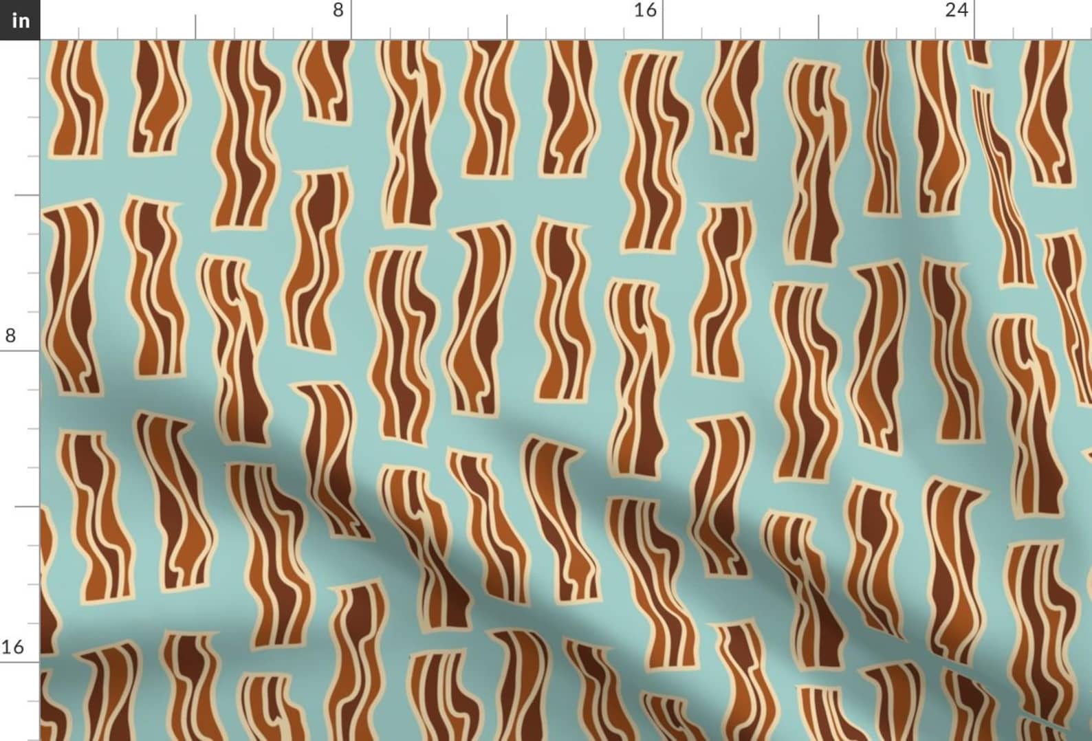 Blue Bacon Fabric - Bacon by Thecalvarium - Blue Bacon Kitchen Decor ...