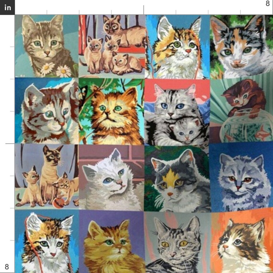 Paint by Number Cats Fabric Paint by Number Cats Small by - Etsy
