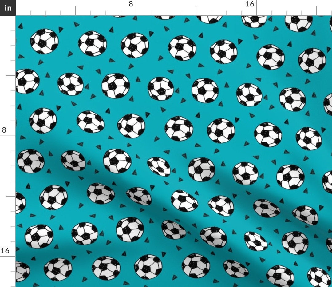 Soccer Mom Fabric Soccer Fabric Teal Blue Soccer Ball Football Sports ...