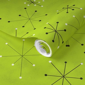 Lime Green Wallpaper Lime Green Retro Star Bursts by - Etsy