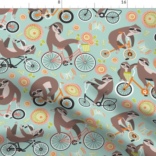 Sloths on Bikes Fabric Sloths on Bikes by Cjldesigns - Etsy