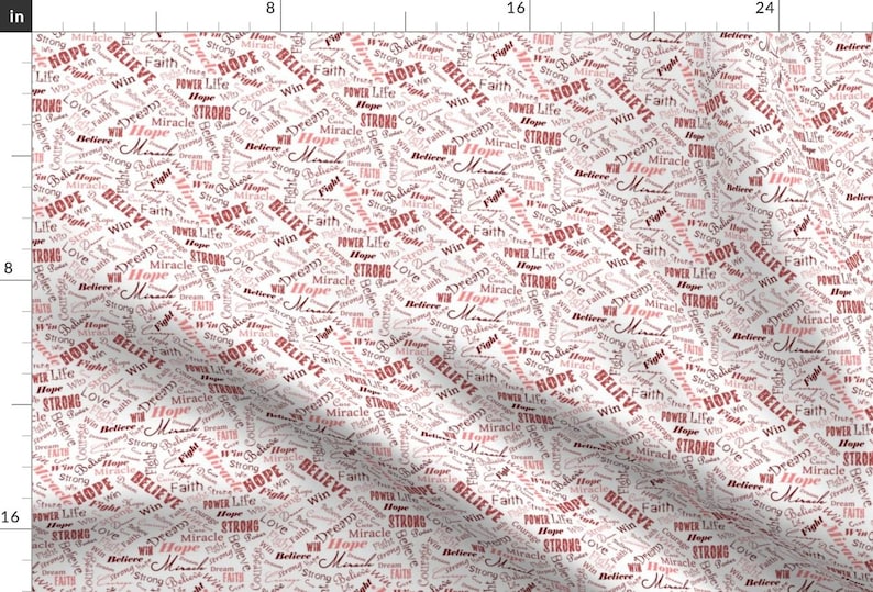 Awareness Fabric - Red Positive Words for A Cure Small Scale by ...