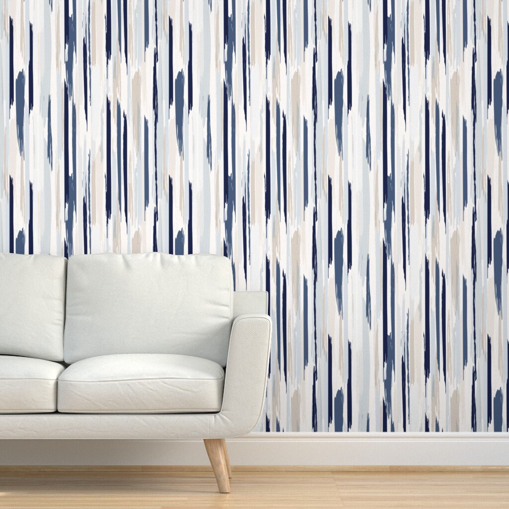 Vertical Stripes Wallpaper Feathered Stripe by Crystal Walen - Etsy