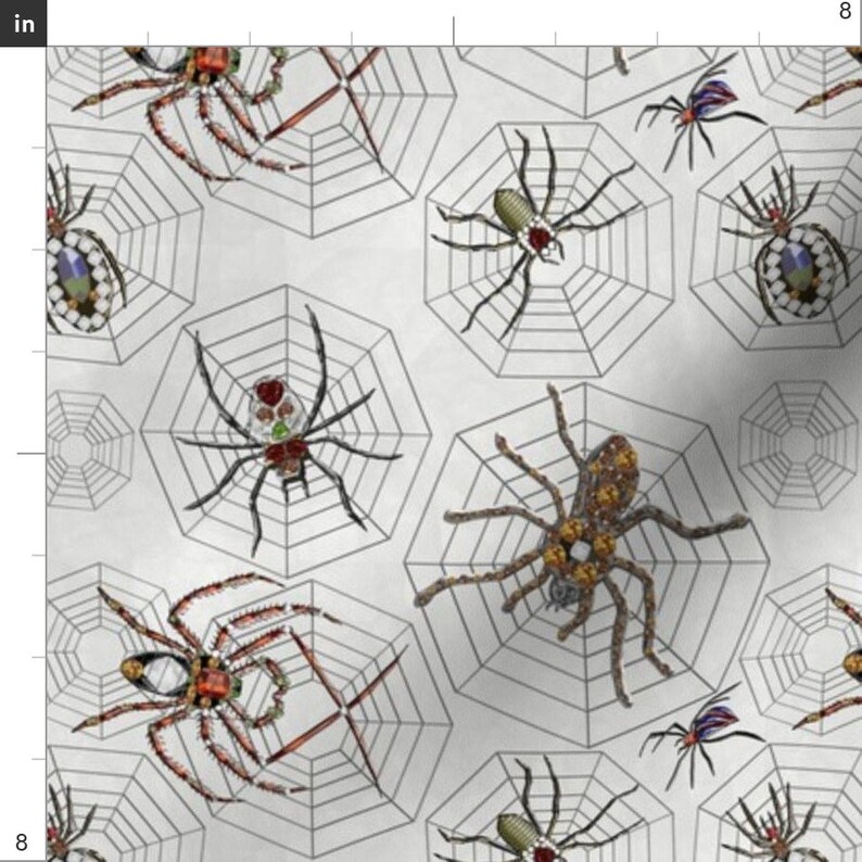 Spider Web Fabric Spiders Galore by Mag-o Halloween Insect - Etsy
