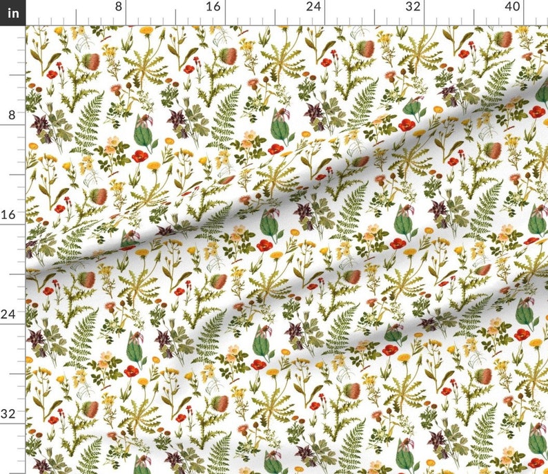 Vintage Florals Fabric Botanical Wildflowers-small by - Etsy