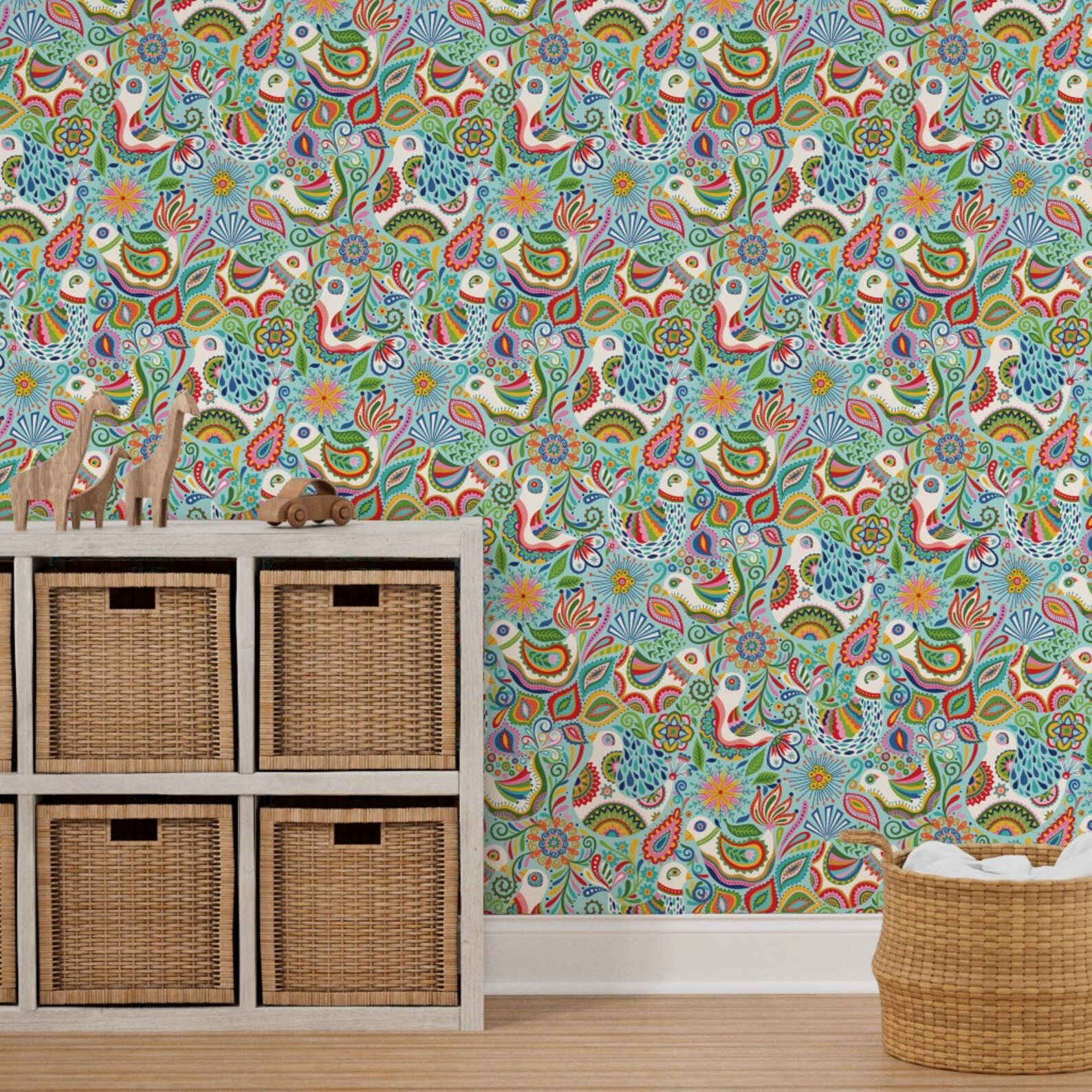 Paisley Birds Wallpaper Pinata Birdies by Groovity Paisley - Etsy