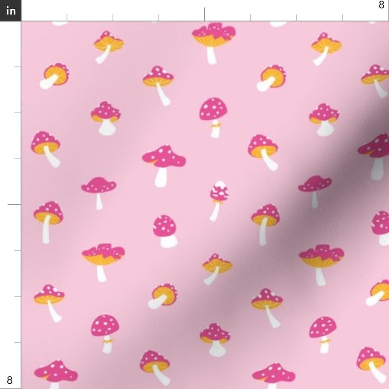 Pink Toadstool Fabric Mushroom Toadstool Pink by Macywong - Etsy
