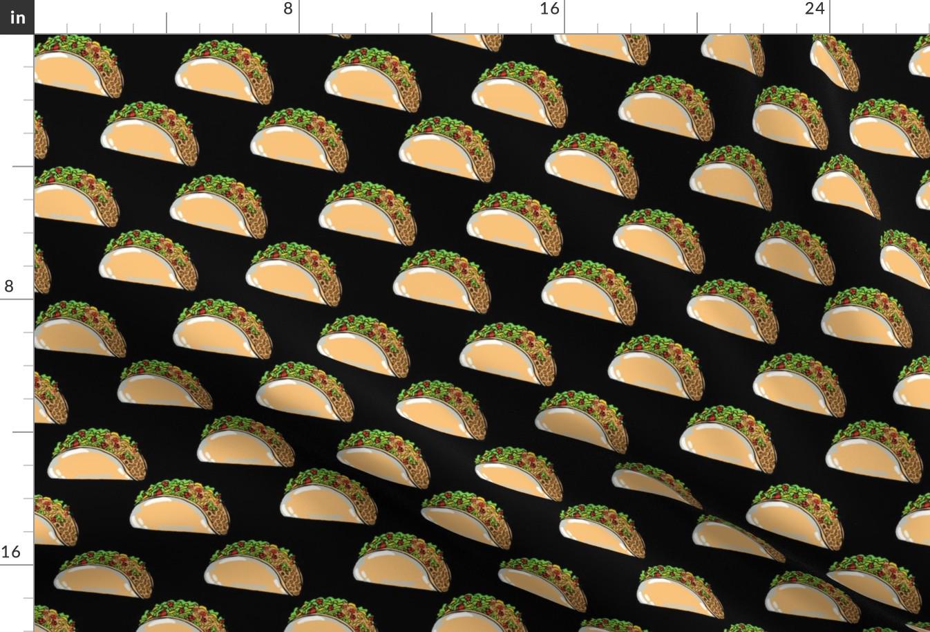 Taco Fabric - Tiny Tacos on Black by Tarareed - Taco Cotton Fabric by ...