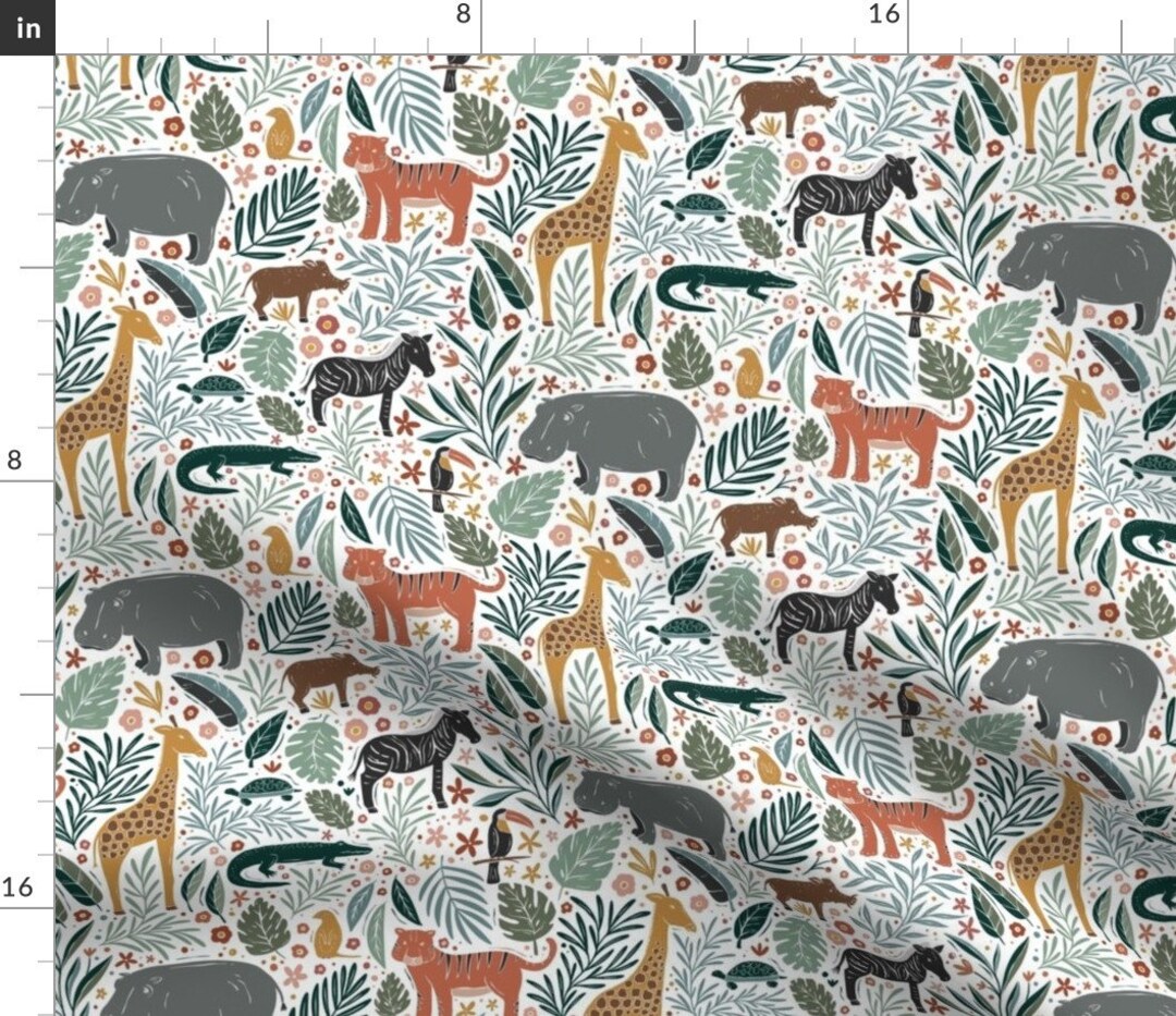 Safari Animals Fabric Jungle Animal Friends by Writtenbykristen Baby ...