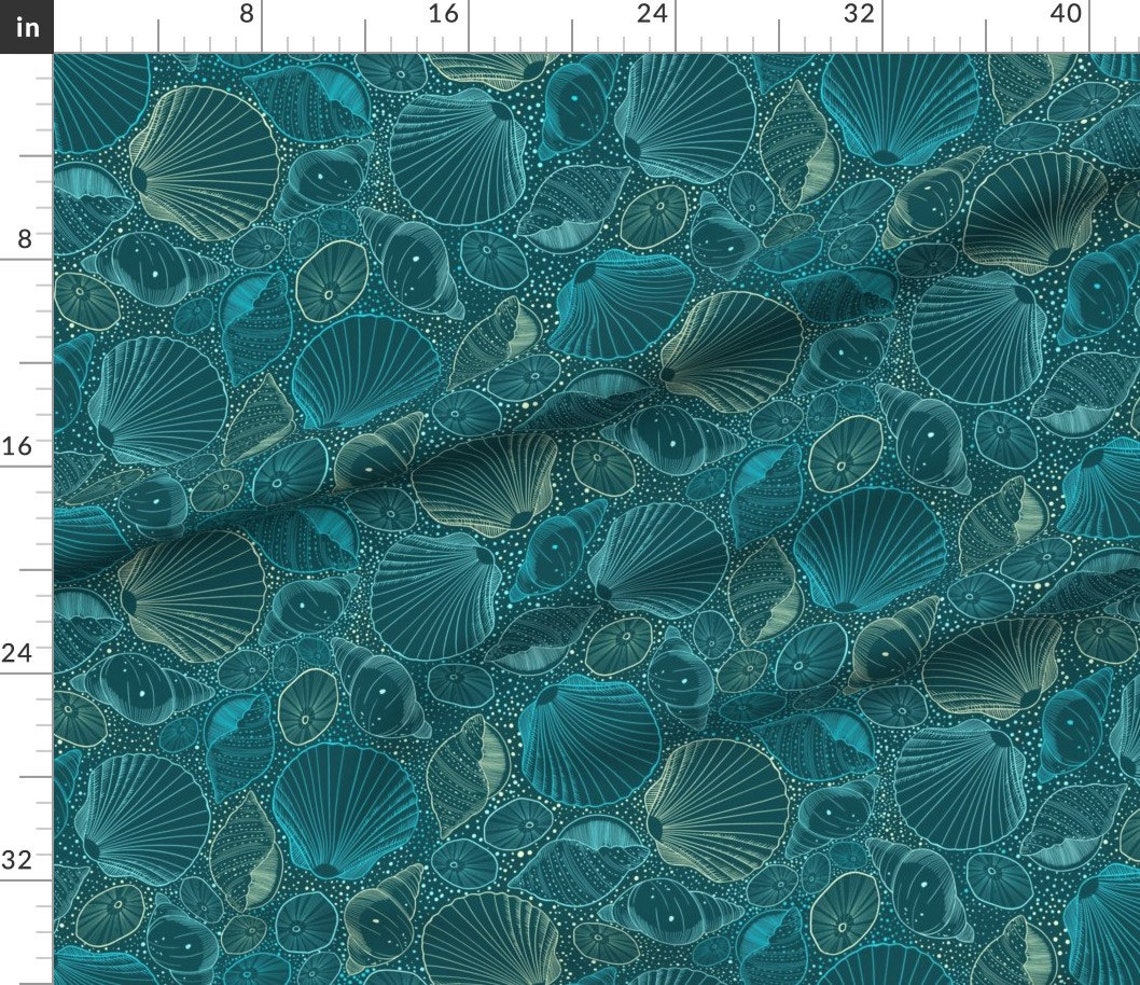 Seashells Fabric Sea Shells by Lynette Dobson Beach Ocean - Etsy